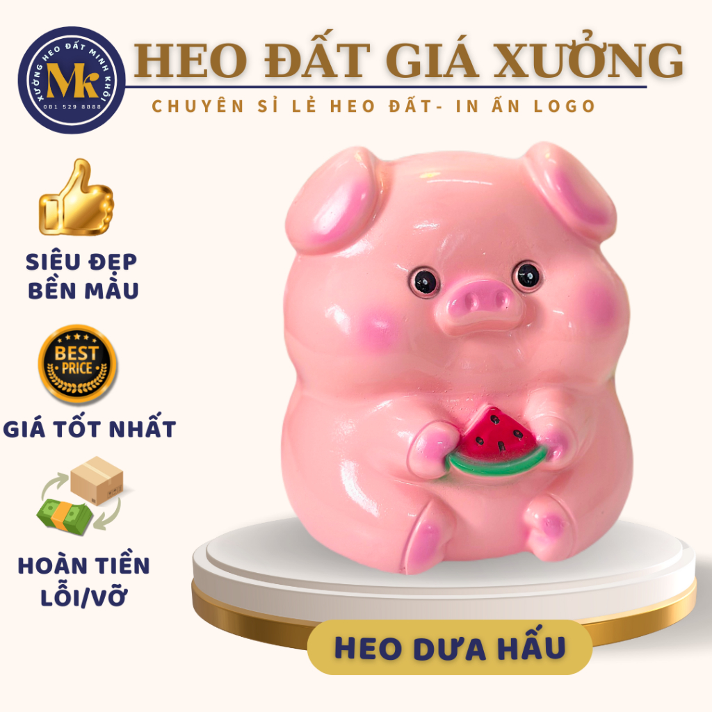 Heo đất tiết kiệm ôm DƯA HẤU Sz nhỏ siêu xinh(C16xD16xR15)| quà tặng,decor, heo đất giá rẻ-giá ...