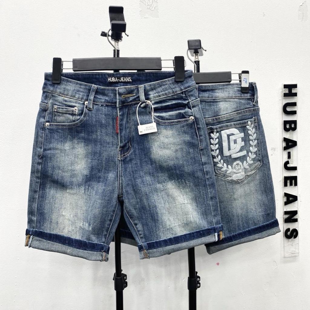 Quần jean nam sort HUBA-JEANS PHOM ÔM ỐNG CÔN đen wash rách thời trang ...