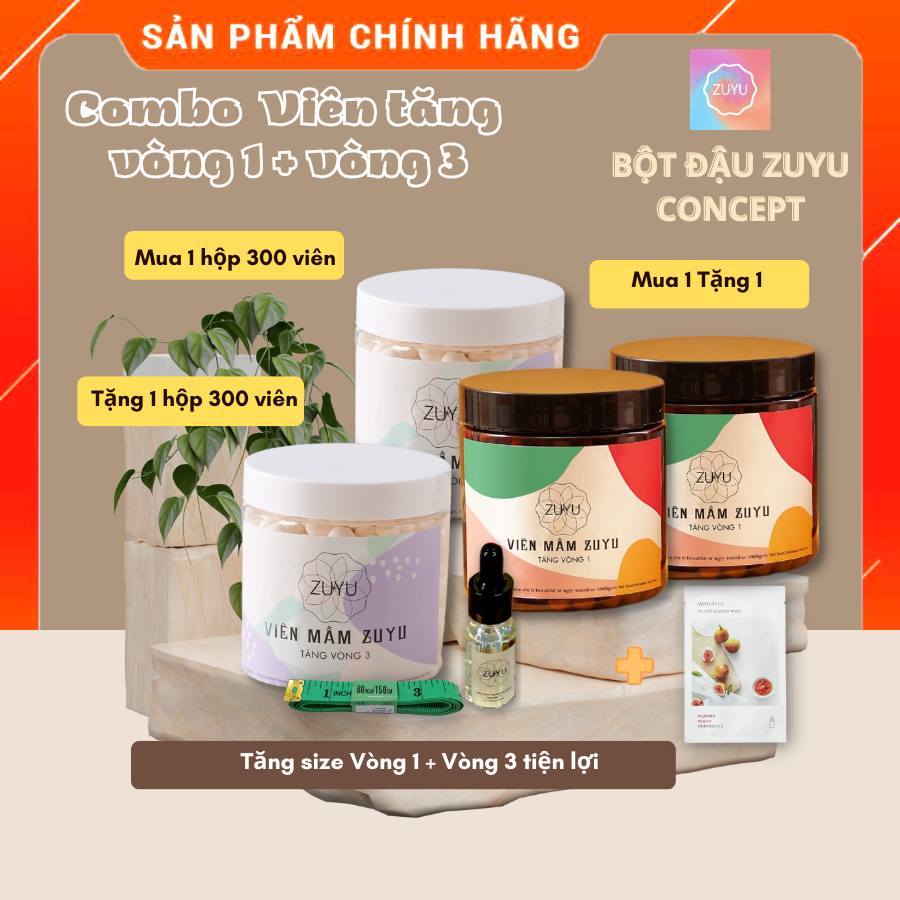 COMBO Viên Mầm ZuYu Tăng Vòng 1 (Nhận 2 Hộp x 300 viên) + Viên Mầm Tăng ...