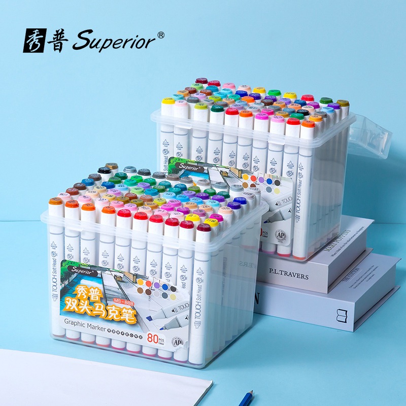 Marker Superior Touch Soft Head màu dạ 2 đầu mềm 12 24 36 40 48 60 80 ...