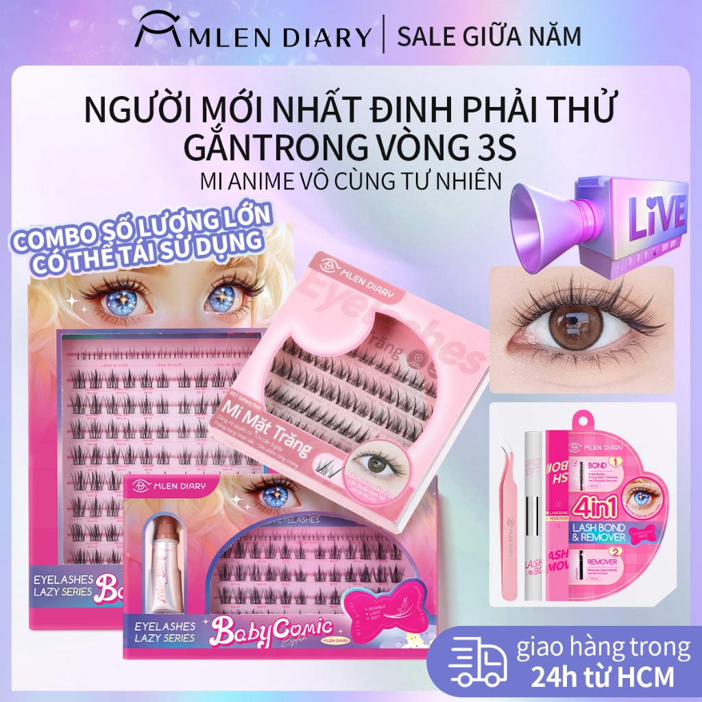 Combo Mi Giả Anime Baby Tự Nhiên Và Galaxy Box MOON Và Keo 2 Đầu MLEN ...