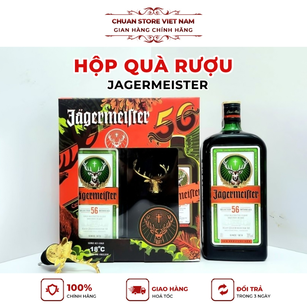 Hộp quà rượu Jagermeister 35% chai 1000ML kèm vòi rót rượu sang trọng đẳng cấp - Hàng chính hãng ...