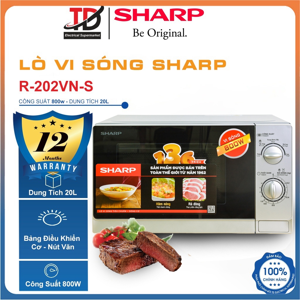 Lò Vi Sóng Sharp 20Lit, Model R-205VN / R-202VN / R-209VN, Hàng Mới Fullbox Bảo Hành Chính Hãng ...