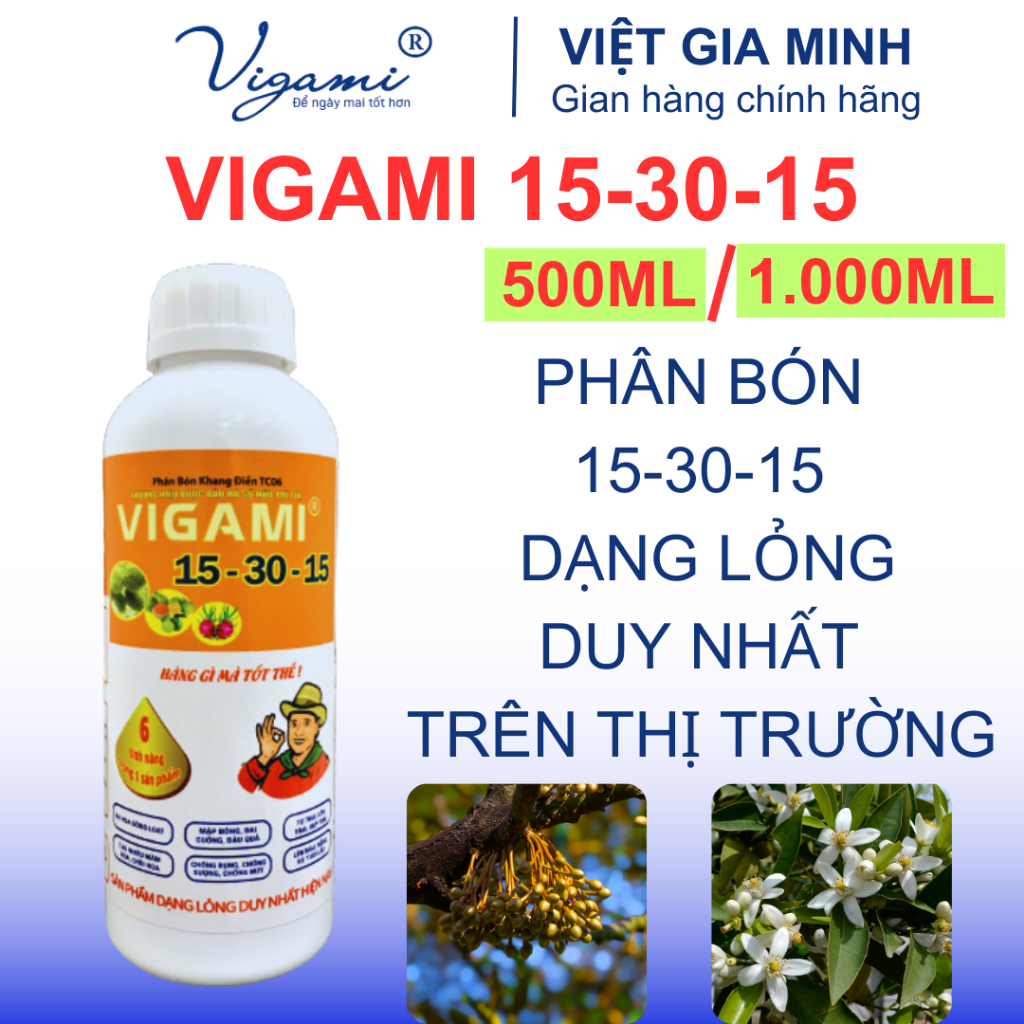 Phân bón Vigami NPK 15-30-15 - dưỡng hoa, nuôi trái | Shopee Việt Nam