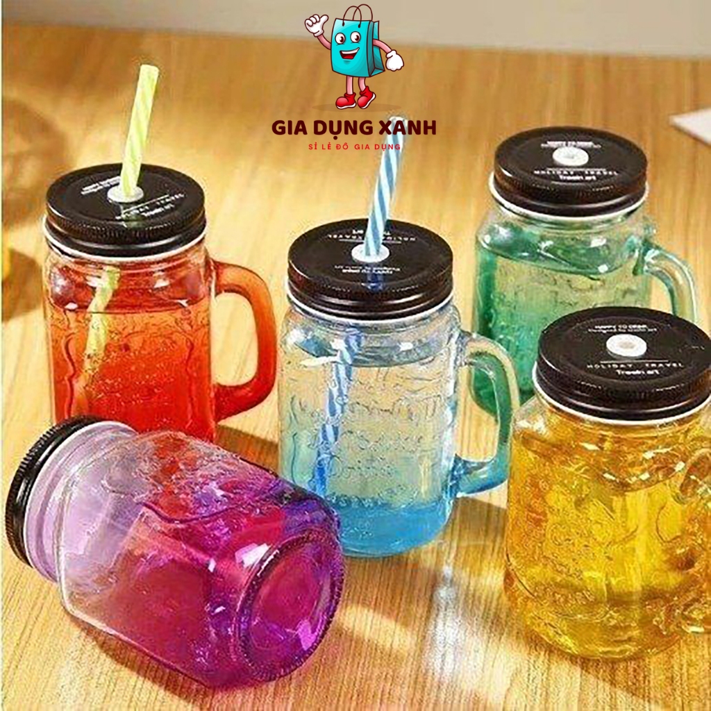 Cốc thủy tinh màu chữ nổi, 450ml có ống hút và nắp lỗ - ly thuỷ tinh | Shopee Việt Nam