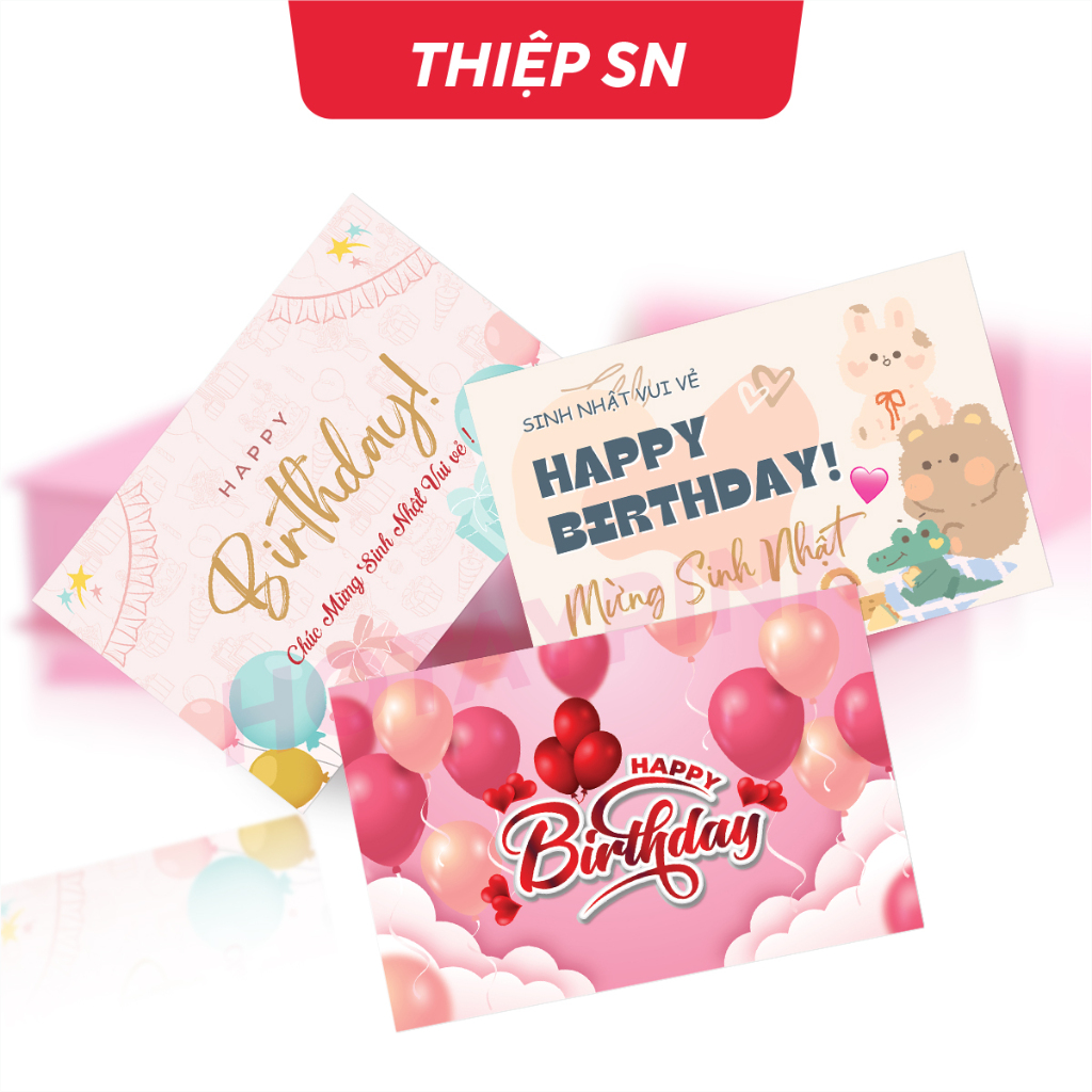 Sét 100 cái Thiệp sinh nhật happy birthday (thiệp đơn 1 tờ 1 mặt) kt 14 ...