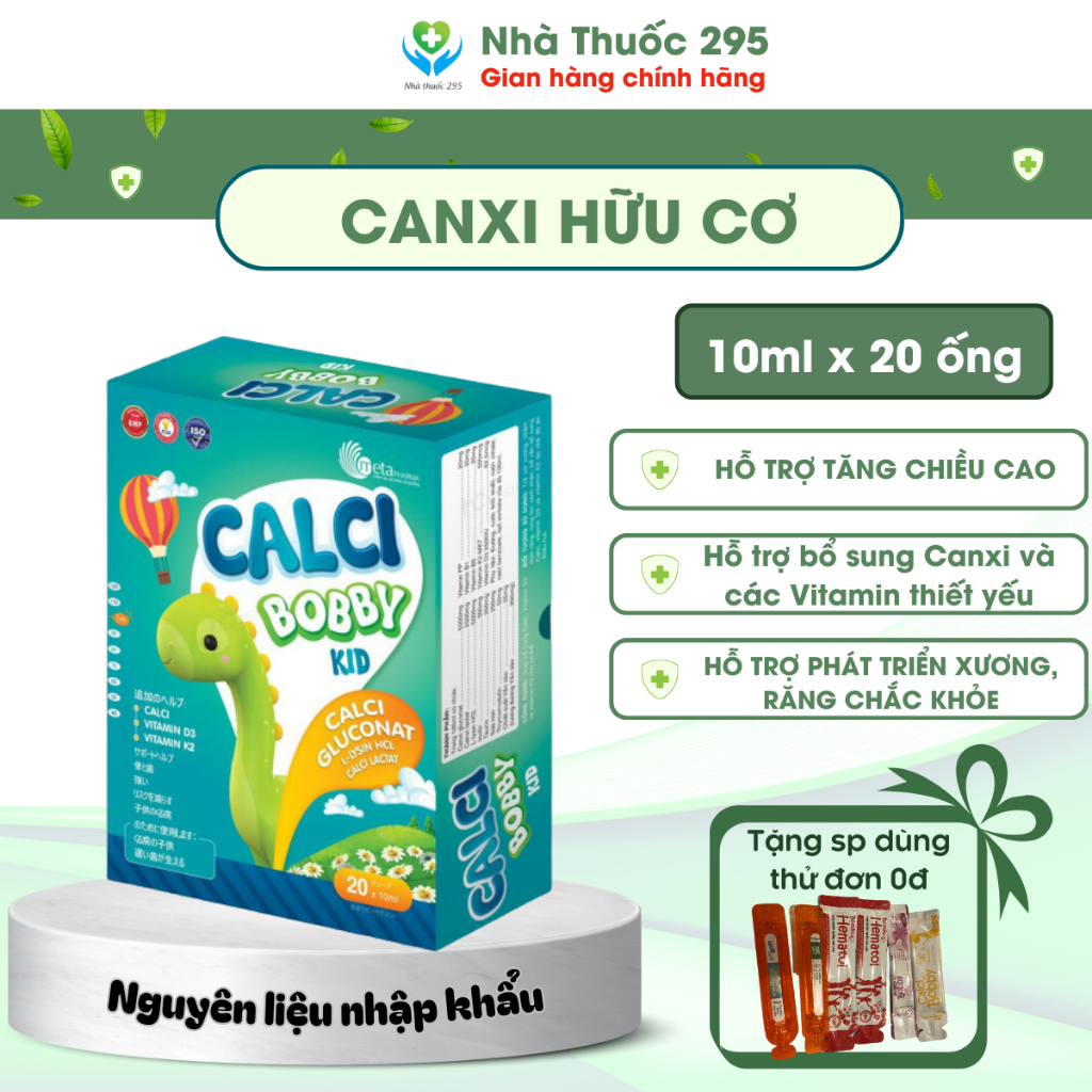 Canxi hữu cơ META PHARMA, Canxi Bobby Kid bổ sung calci lysin D3K2 cho bé giúp con cao lớn ...