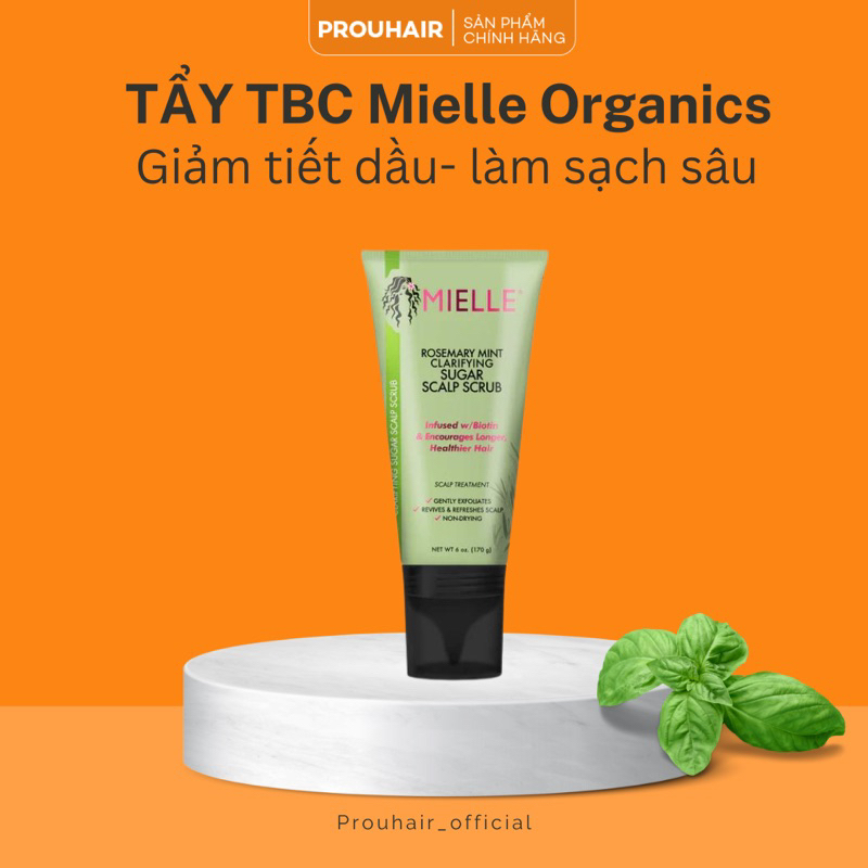 [BIL US] Muối Tẩy TBC Da Đầu Mielle Organics Rosemary Mint Clarifying Sugar Scalp Scrub Giúp ...