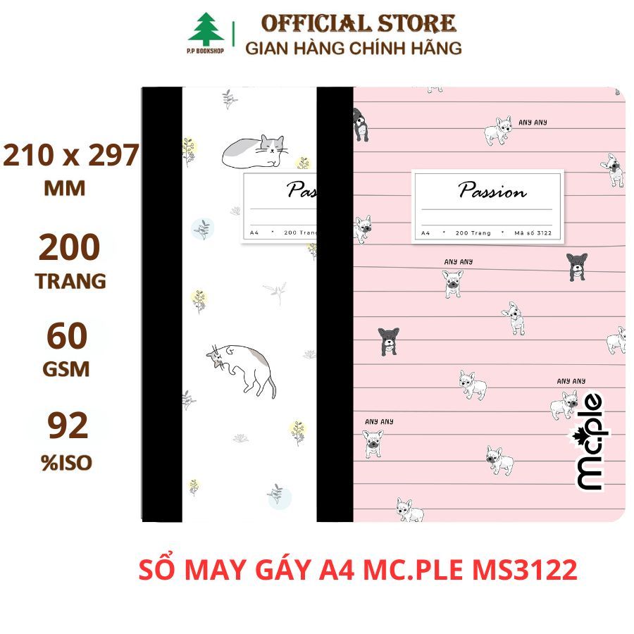 3122 - Sổ may gáy A4 MC.PLE 200 trang định lượng 60gsm | Shopee Việt Nam