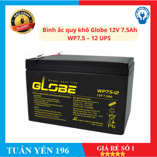 [HỎA TỐC 2h ] Bình ắc quy khô Globe 12V 7.5Ah WP7.5 – 12 UPS cho thiết bị văn phòng, quạt sạc ...