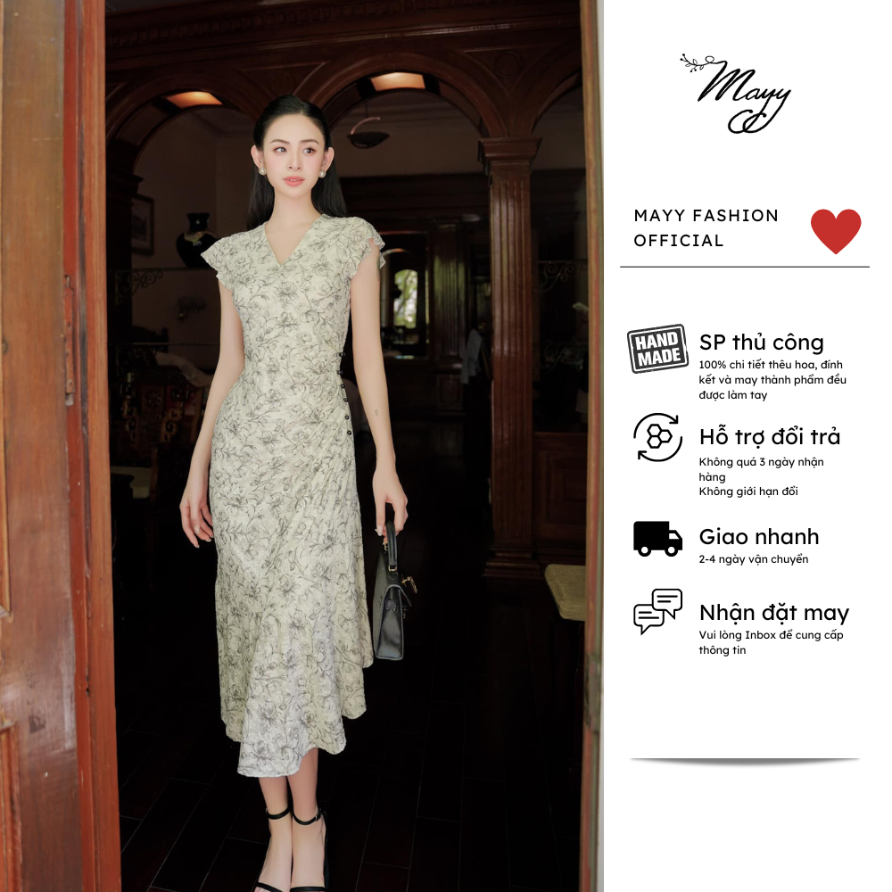 Đầm thiết kế cao cấp MAYY FASHION cotton ren hoa co giãn dáng dài Kathy ...