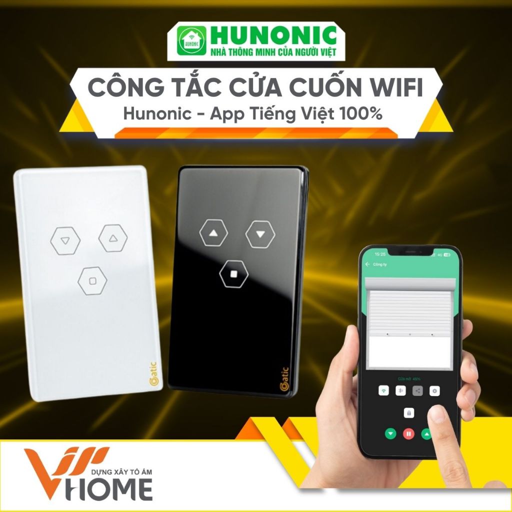 Công Tắc Cửa Cuốn Thông Minh WiFi Datic Hunonic, App Tiếng Việt, Điều ...