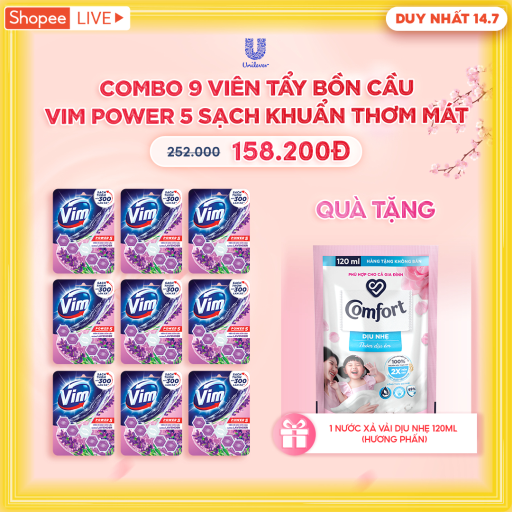 [Live 25.7]Combo 9 Viên Tẩy Bồn Cầu Vim Power 5 Sạch Khuẩn Thơm Mát ...