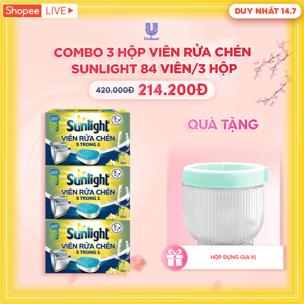 Combo 3 hộp viên rửa chén Sunlight 84 viên/3 hộp | Shopee Việt Nam