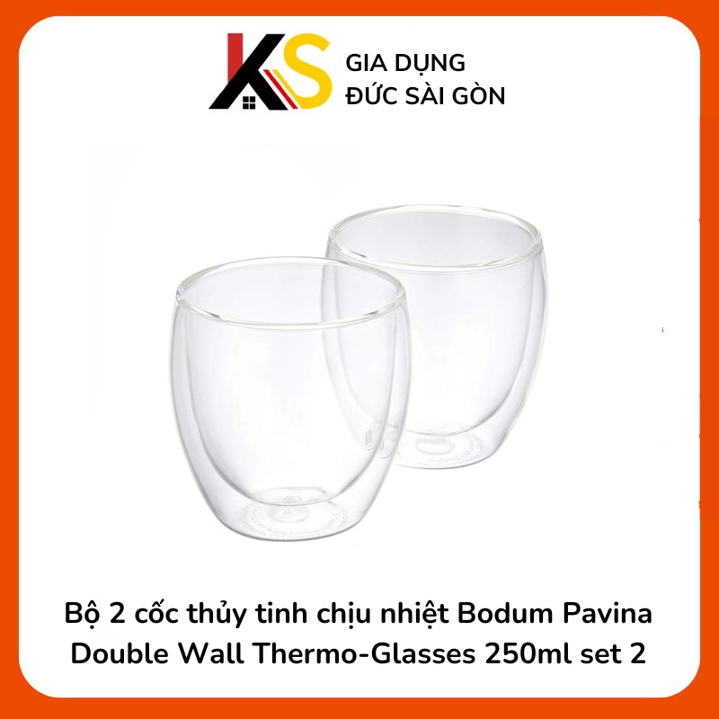 Bộ 2 cốc thủy tinh chịu nhiệt Bodum Pavina Double Wall Thermo-Glasses 250ml set 2 | Shopee Việt Nam