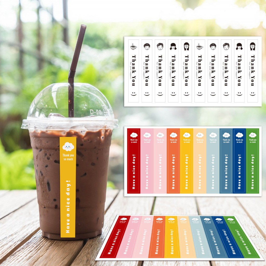 Set 100 decal tem sticker Thank you/ Have a nice day TE60/ TE61 dán ly ...