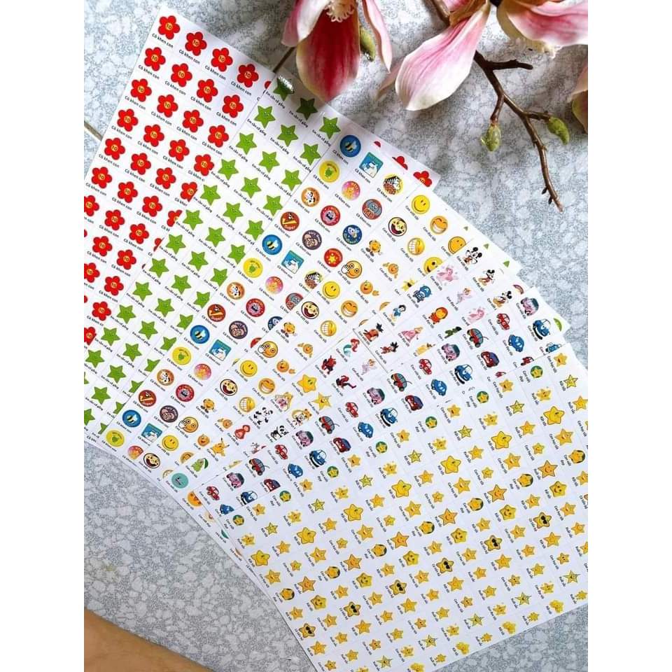 Sticker khen thưởng bằng Tiếng Việt, 1 tờ có tầm 154 hình dạng decal ...