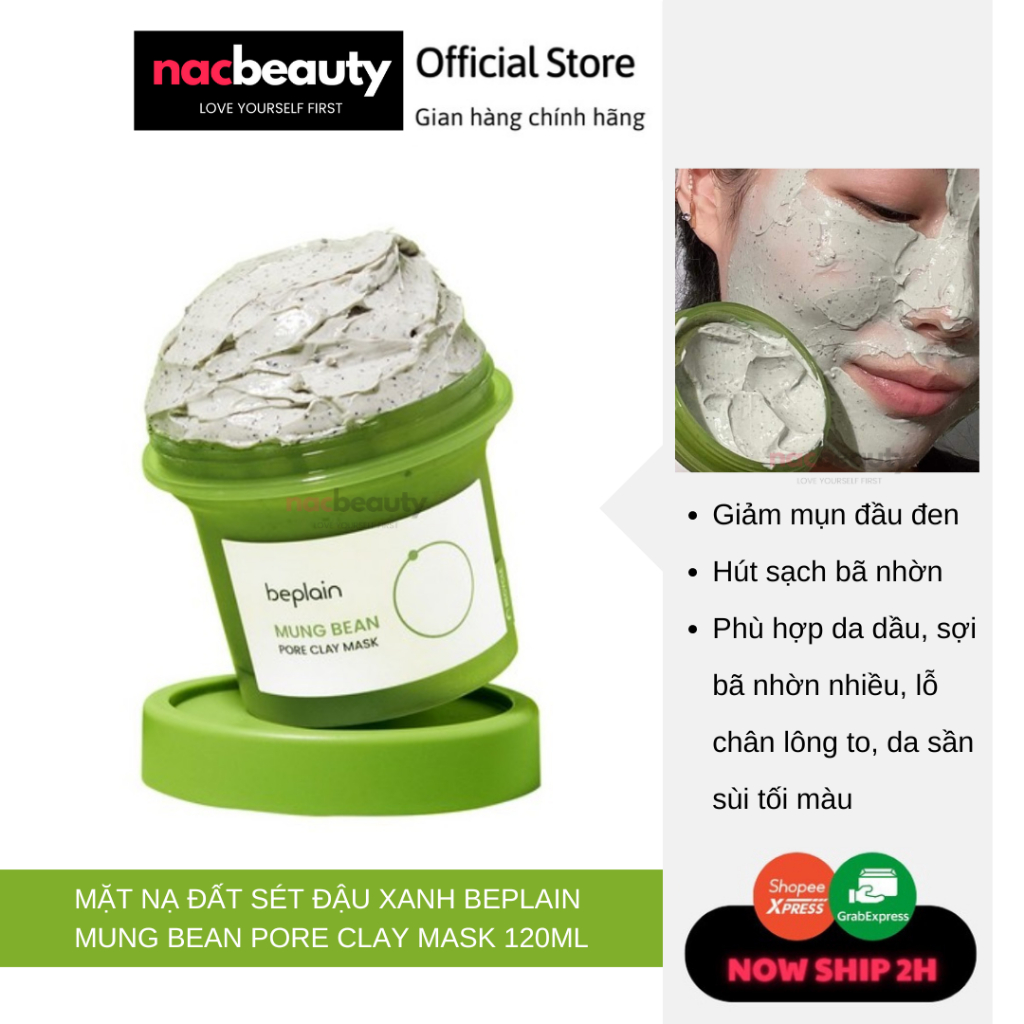 Mặt Nạ Đất Sét Đậu Xanh Beplain Mung Bean Pore Clay Mask 120ml - NAC ...
