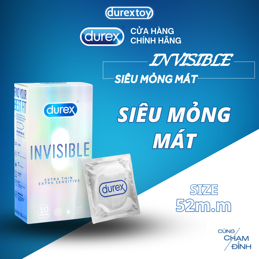 Bao cao su Durex Invisible siêu mỏng size,chân thật, hộp 10 bao chính ...