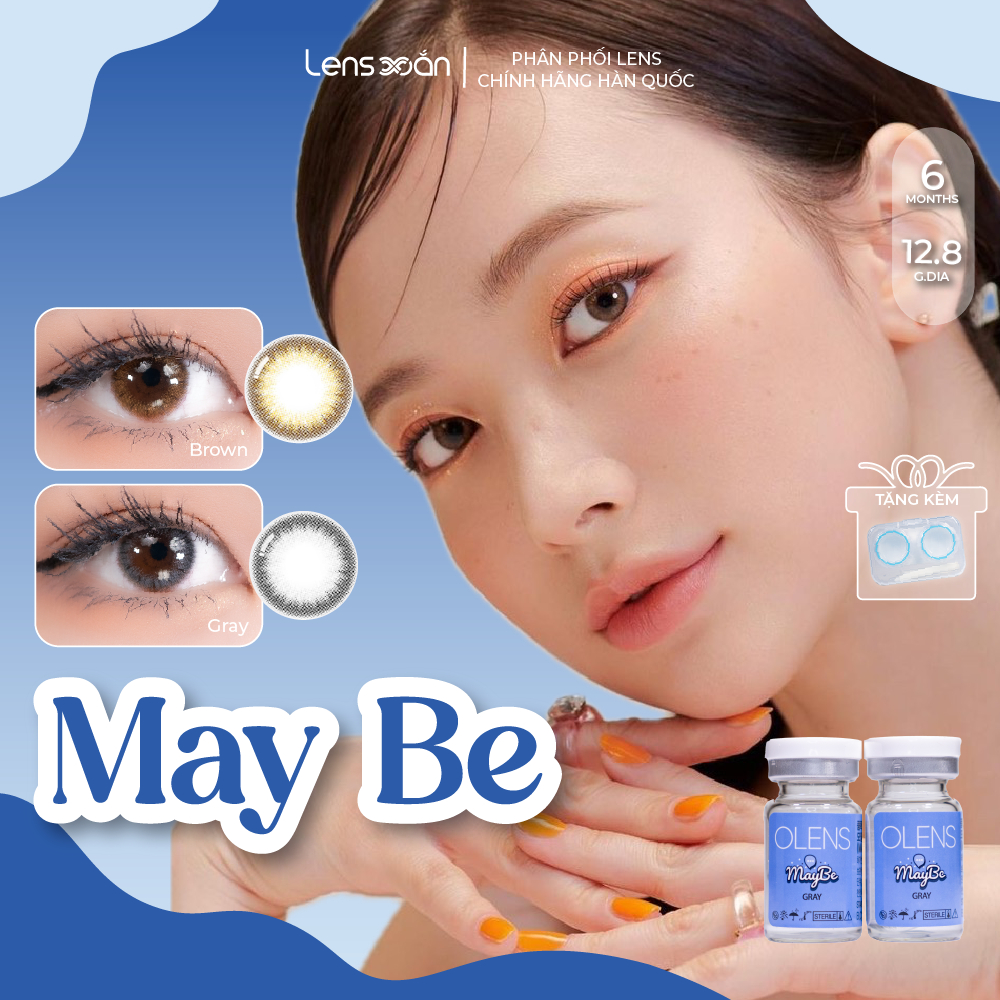 Kính áp tròng cận 6 tháng LENS XOẮN lens nâu lens xám tự nhiên có viền ...