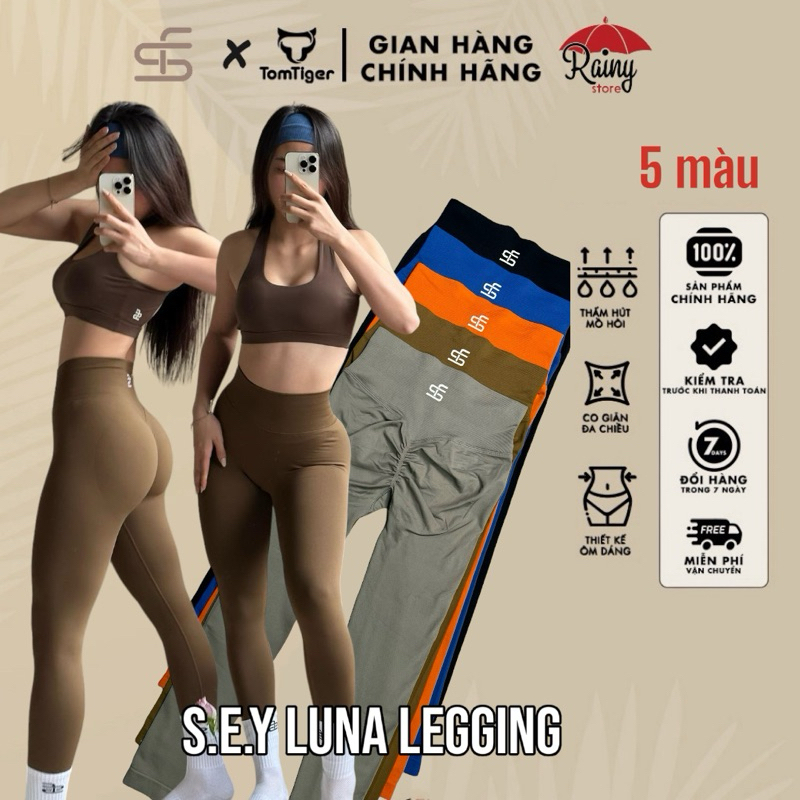 [ SEY Leggings - Dệt Kim ] SEY LUNA Legging Quần Dài Tập Gym, Yoga Chun Mông V Tôn Vòng 3, Co ...