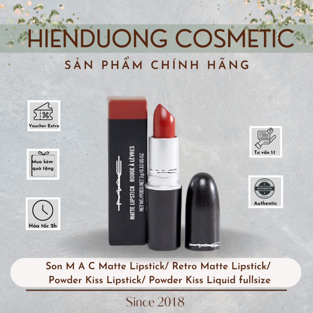 Son M A C fullsize Matte Lipstick/ Retro Matte Lipstick/ Powder Kiss Lipstick fullsize | Shopee ...