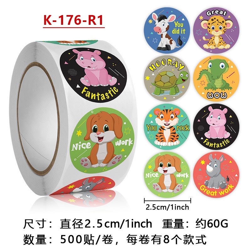 Cuộn 500 miếng dán hoạt hình ngộ nghĩnh Cute, tem dán sticker thank you ...