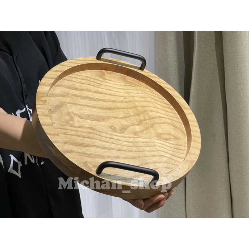 Khay decor phòng, Khay gỗ tròn 100% gỗ tự nhiên, đựng đồ ăn phục vụ nhà ...