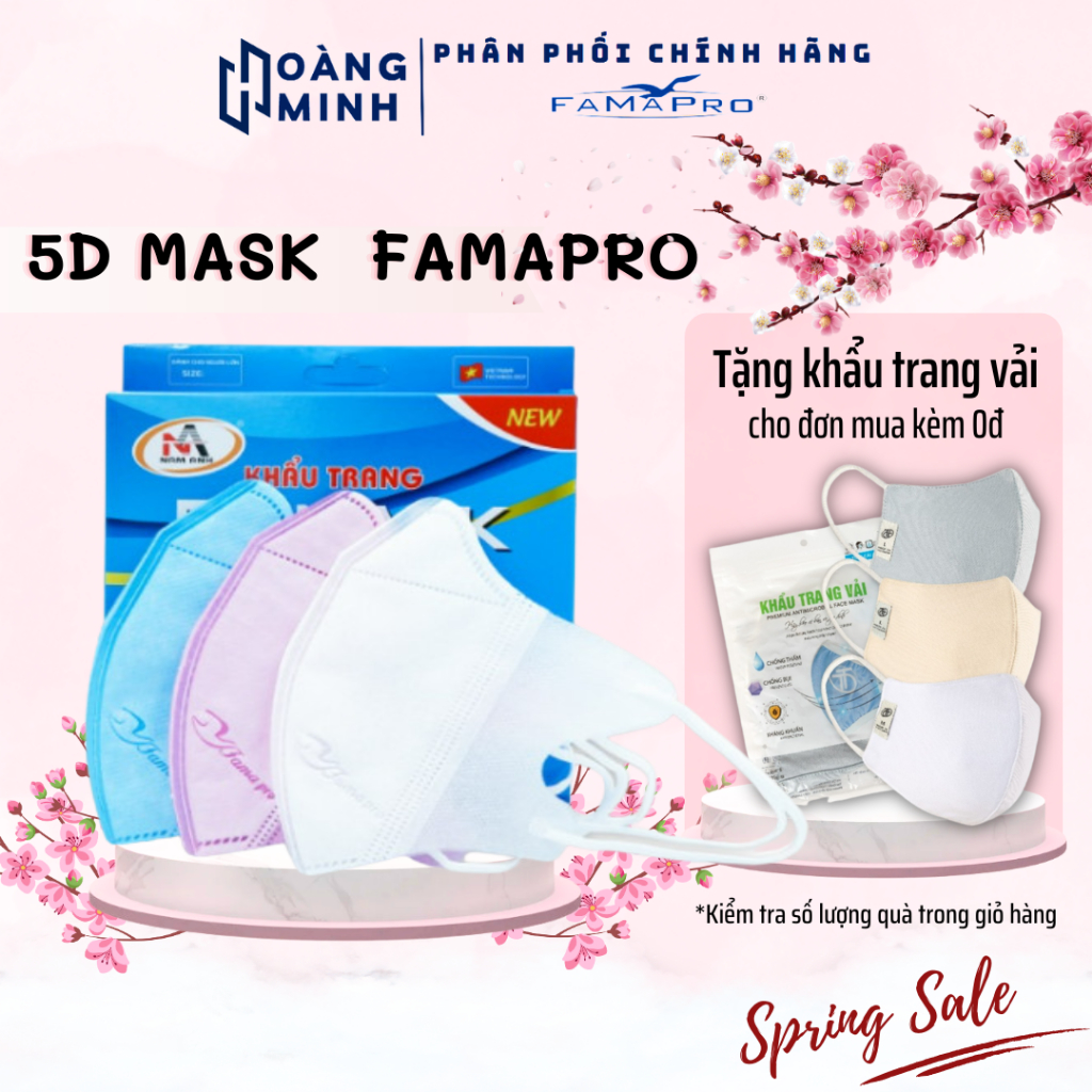Khẩu trang 5D Mask Famapro quai thun 3 lớp kháng khuẩn chống bụi mịn, khẩu trang chống nắng và ...