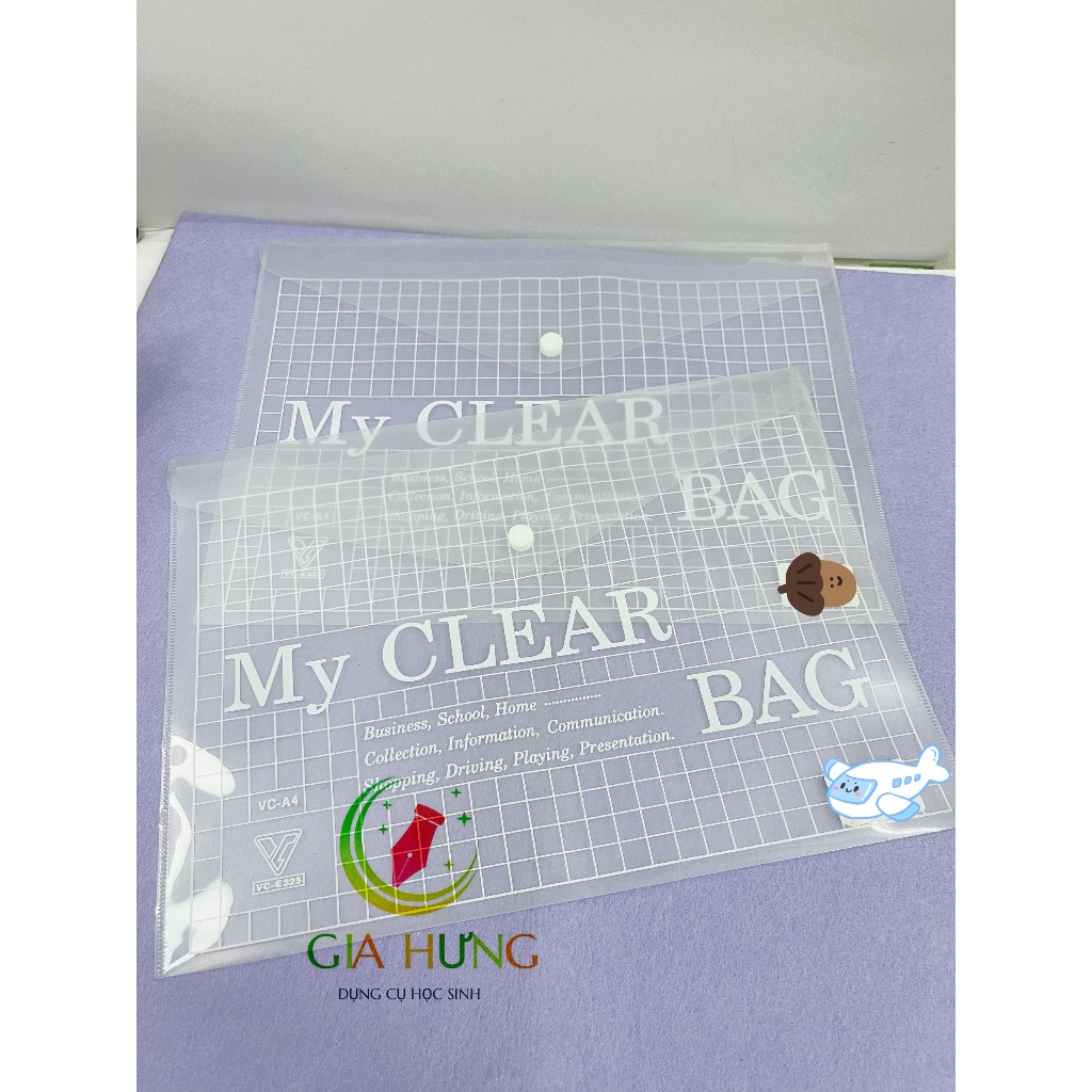 Bìa Nút MYCLEAR Khổ A4, F4 Loại Nhựa/Túi Nút Đựng Hồ Sơ, Giấy Tờ Văn ...