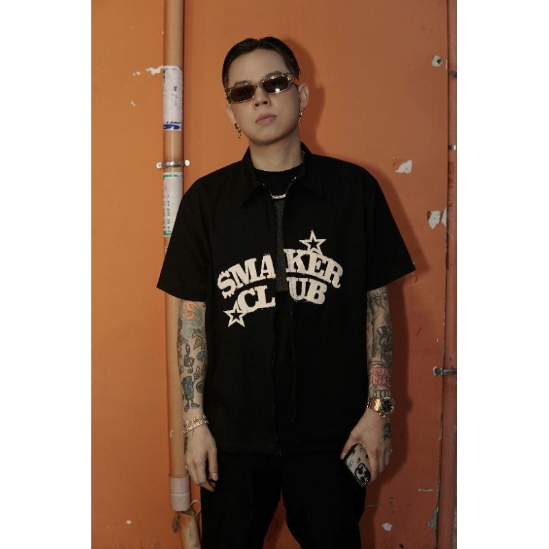 [SMAKER] Áo sơ mi tay ngắn nam nữ Unisex - RAW SMAKER KHAKI BOXY SHIRT ...