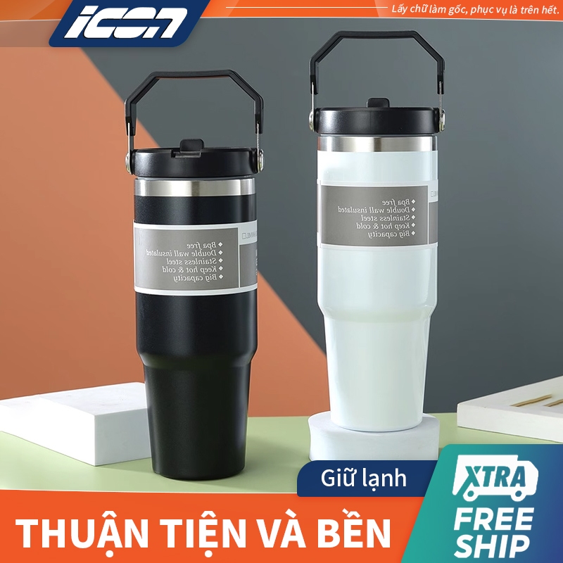 ICON Ly giữ nhiệt nóng lạnh, bằng thép không gỉ 304, có ống hút, tay ...