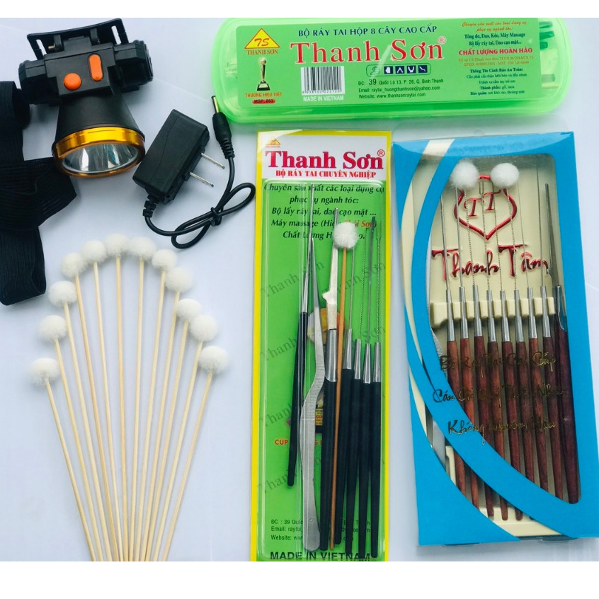 Combo Đèn Pin+Bông Xe+Bộ Dụng Cụ Lấy Ráy Tai Móc Ráy Tai Thanh Sơn 8 ...