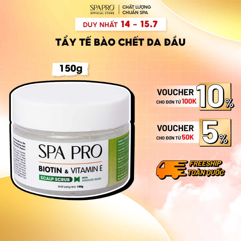 Tẩy Tế Bào Chết Da Dầu Vitamin E & Biotin SPAPRO Sạch Da Đầu Phồng Tóc 150ml | Shopee Việt Nam