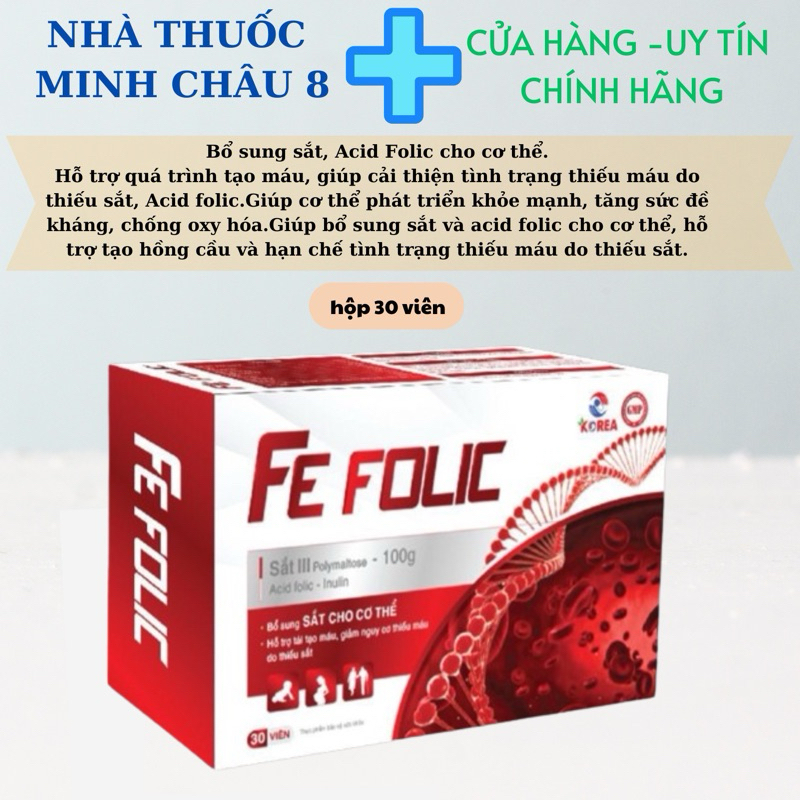 Viên Uống FEFOLIC BỔ SUNG SẮT CHO CƠ THỂ HỖ TRỢ HỒNG CẦU, GIẢM NGUY CƠ ...