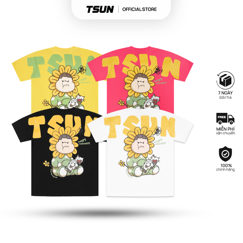 Áo Thun TSUN Hungry Tee - 4 Màu - [UNISEX] - In Tràn tay áo - Nam/Nữ ...