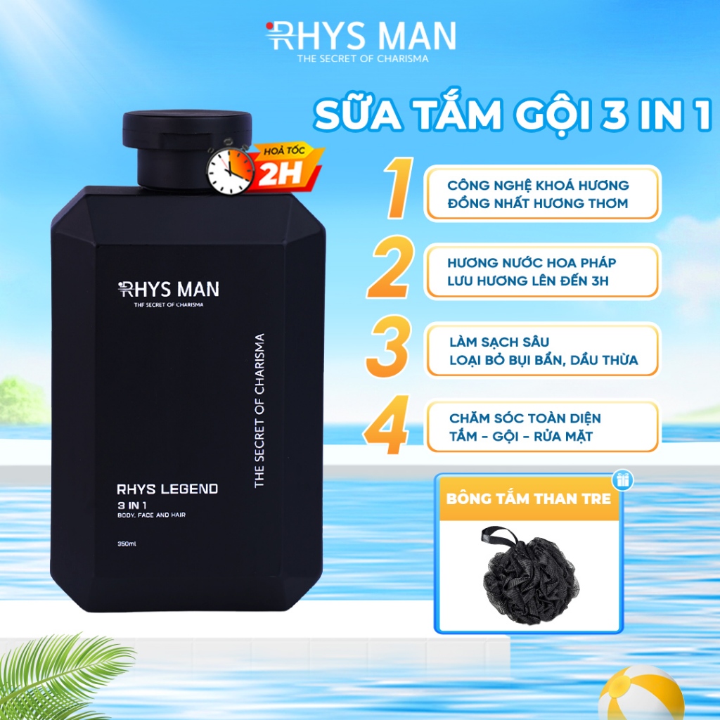 Sữa tắm gội nam hương nước hoa 3 in 1 RHYS MAN Rhys Legend 350ml ...