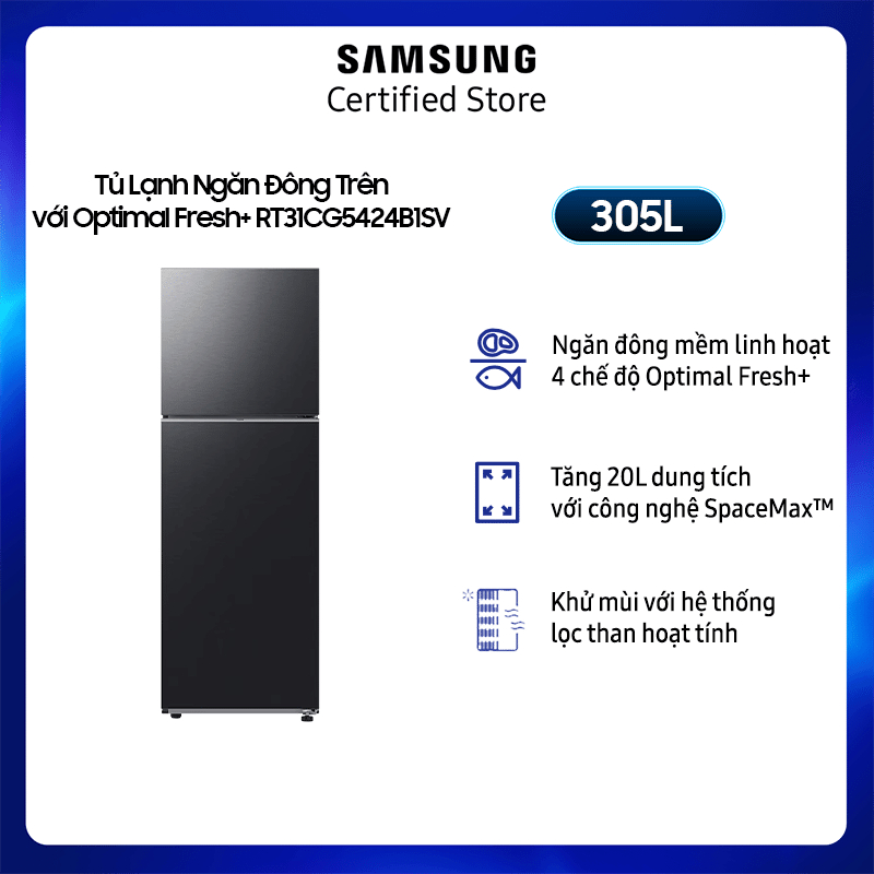 [Shopee - Lắp đặt 0Đ HN HCM] Tủ lạnh Samsung 305L RT31CG5424B1SV-Shopee ...