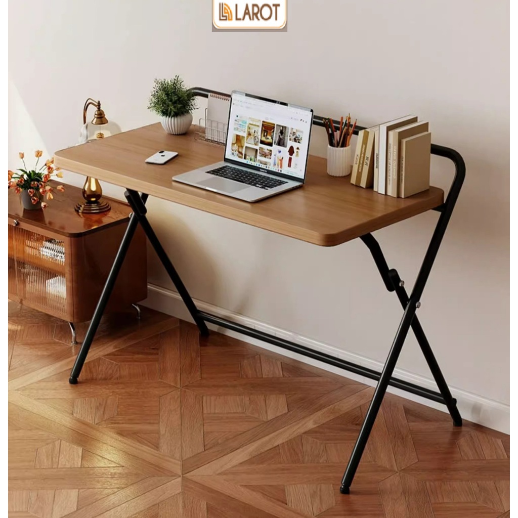 Bàn làm việc, bàn học gấp gọn thông minh cạnh kệ sách decor phòng ...