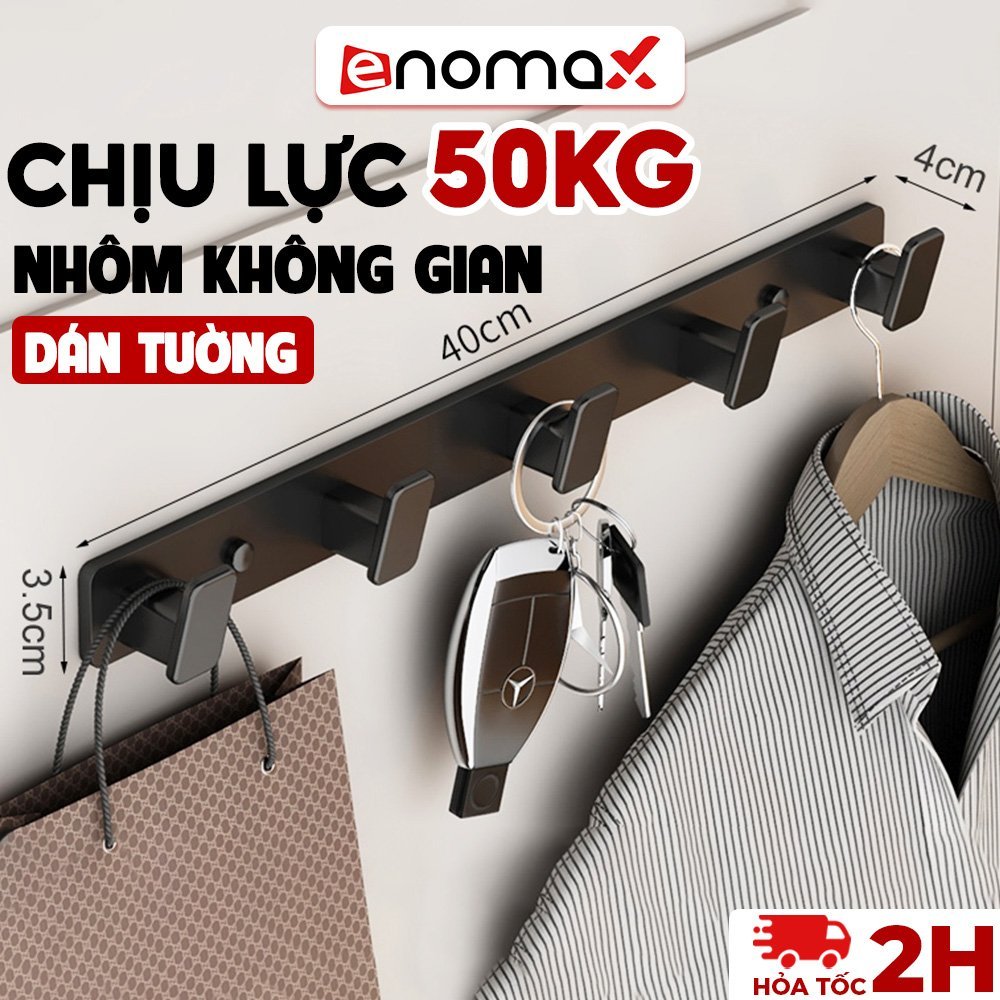Móc treo quần áo dán tường Enomax đa năng chịu lực, chất liệu nhôm hàng ...