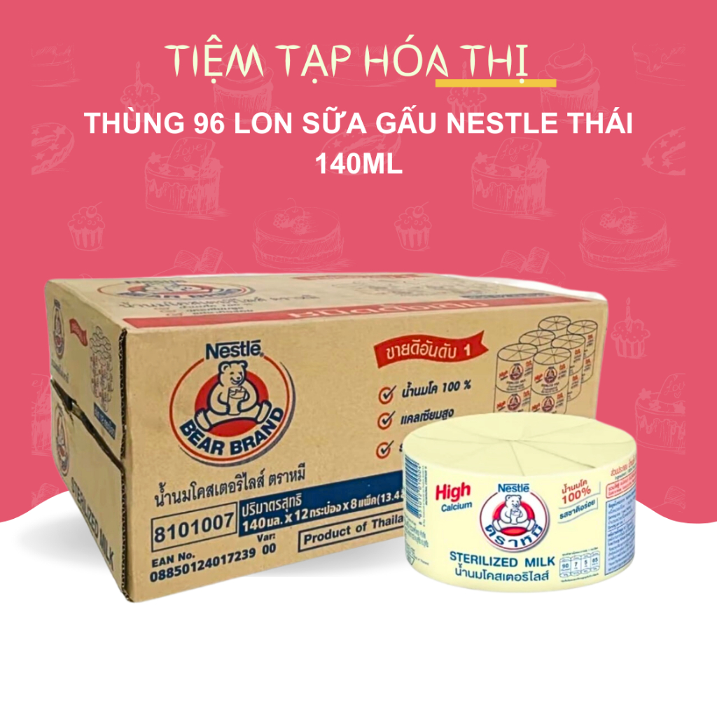 Thùng 96 Lon Sữa Gấu Thái Lan Ít Đường 140ml Sữa Tươi Giàu Canxi Nhiều Dinh Dưỡng Thơm Ngon ...