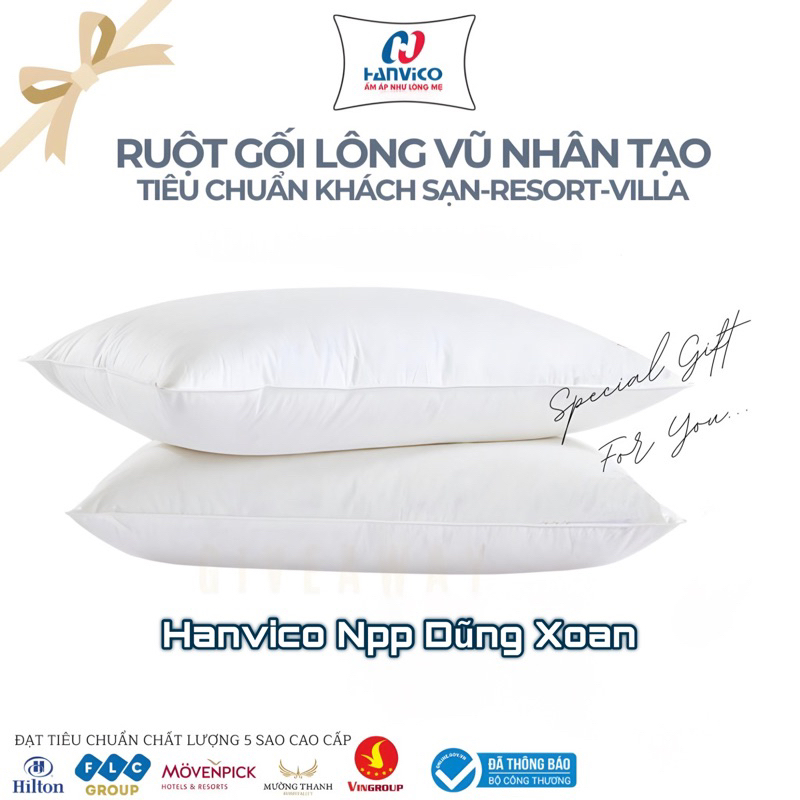 Ruột gối Microfiber Hanvico lông vũ nhân tạo tiêu chuẩn Khách sạn cao ...