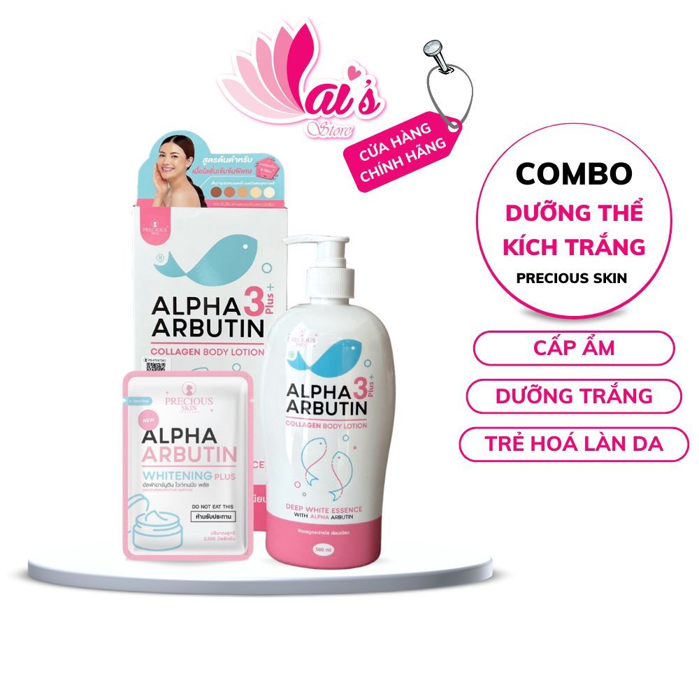 Combo Sữa Dưỡng Thể Alpha Arbutin Precious Skin 500ml + Viên Kích Trắng ...