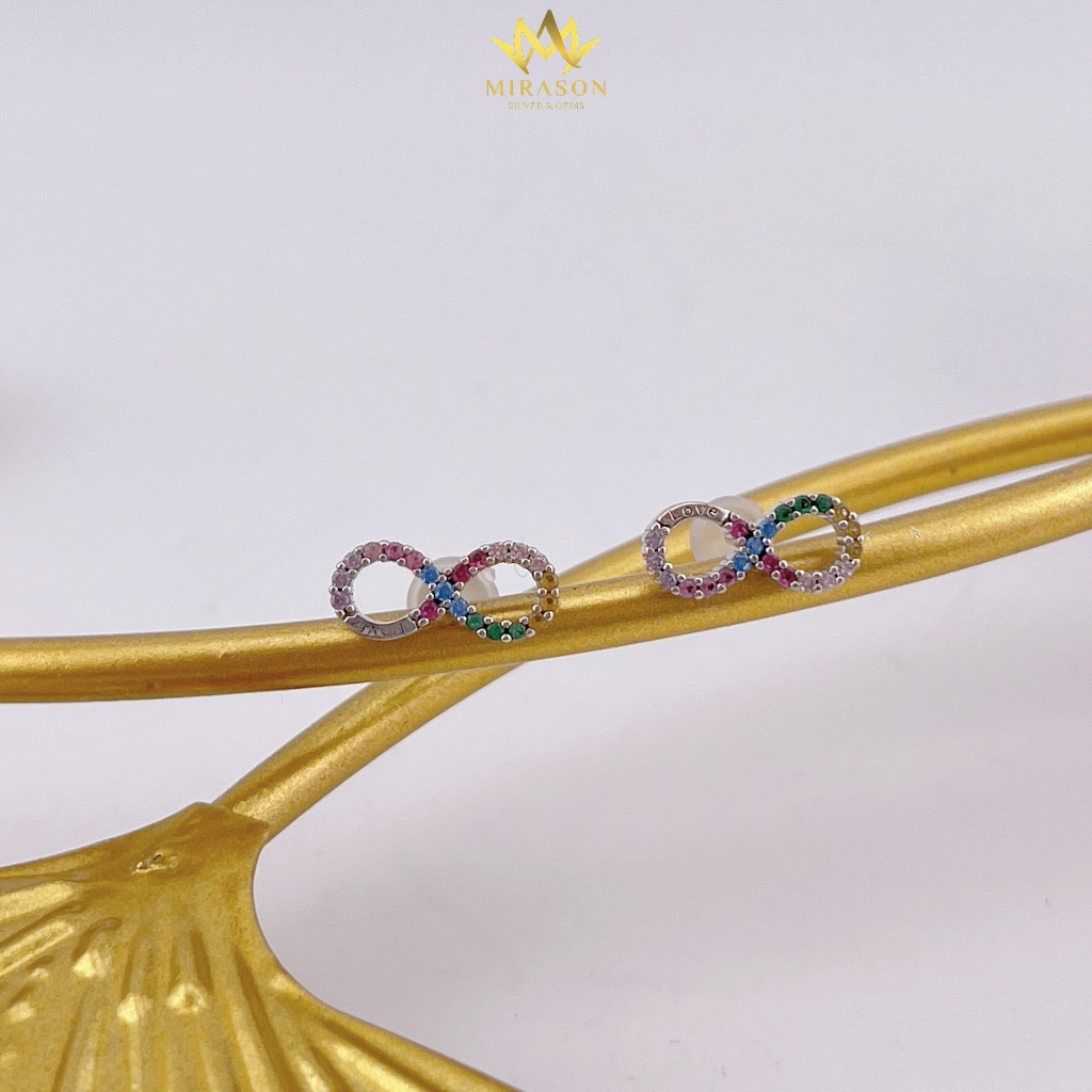 Khuyên Tai Bạc Nữ S925 MIRASON Vô cực nạm đá màu MBH317 | Shopee Việt Nam