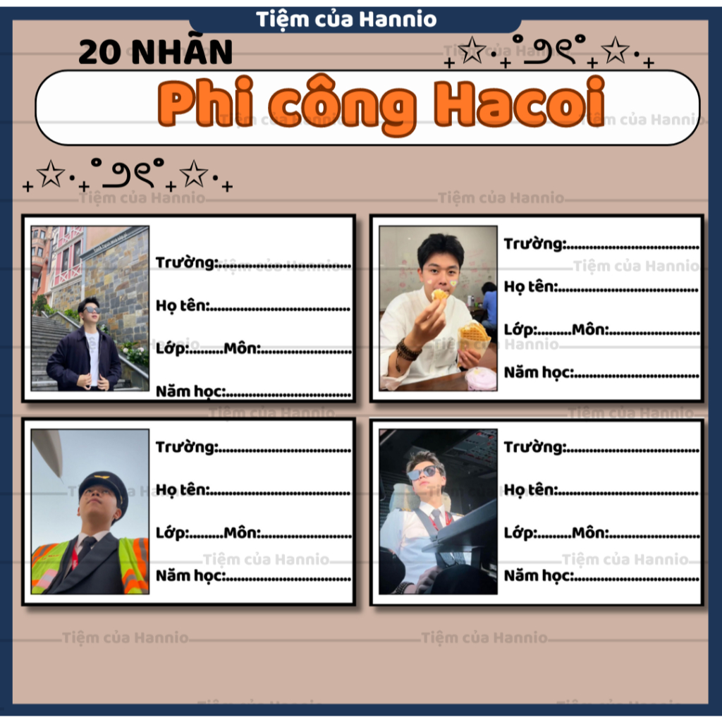 20 Nhãn vở in hình Phi công Hacoi kích thước 7.4x4.2cm | Shopee Việt Nam
