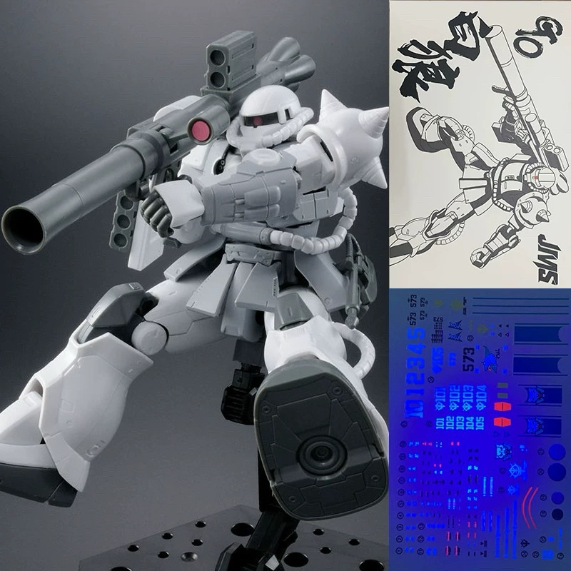 Gundam HG GTO Zaku White JMS trắng kèm base decal nước base MS-06C-6 R6 Type C6 Painting mode ...
