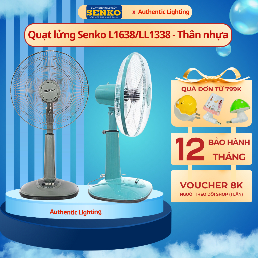 Quạt lửng Senko L1638/LL1338 - Thân nhựa, 3 cánh, êm ái, gió mát đầy ...