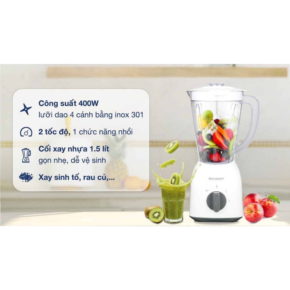 Máy xay sinh tố Sharp EM-S154PV-WH | Shopee Việt Nam