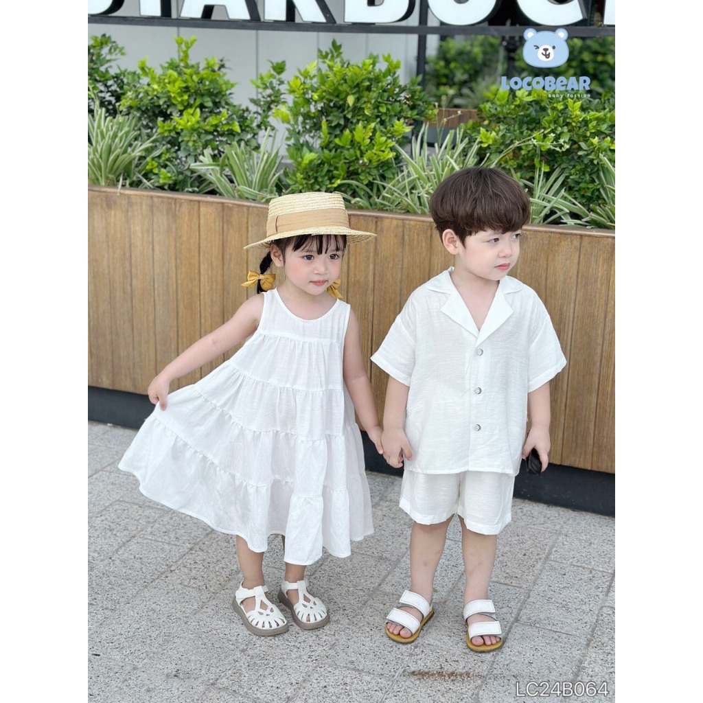 Set bộ và váy cho bé trai và gái Bonnie vải đũi mát cho bé từ 9-30kg ...