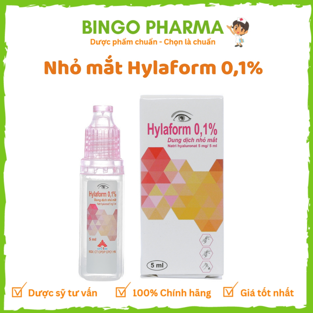 Dung dịch nhỏ mắt Hylaform 0.1% hỗ trợ giảm khô mắt ống 5ml | Shopee ...